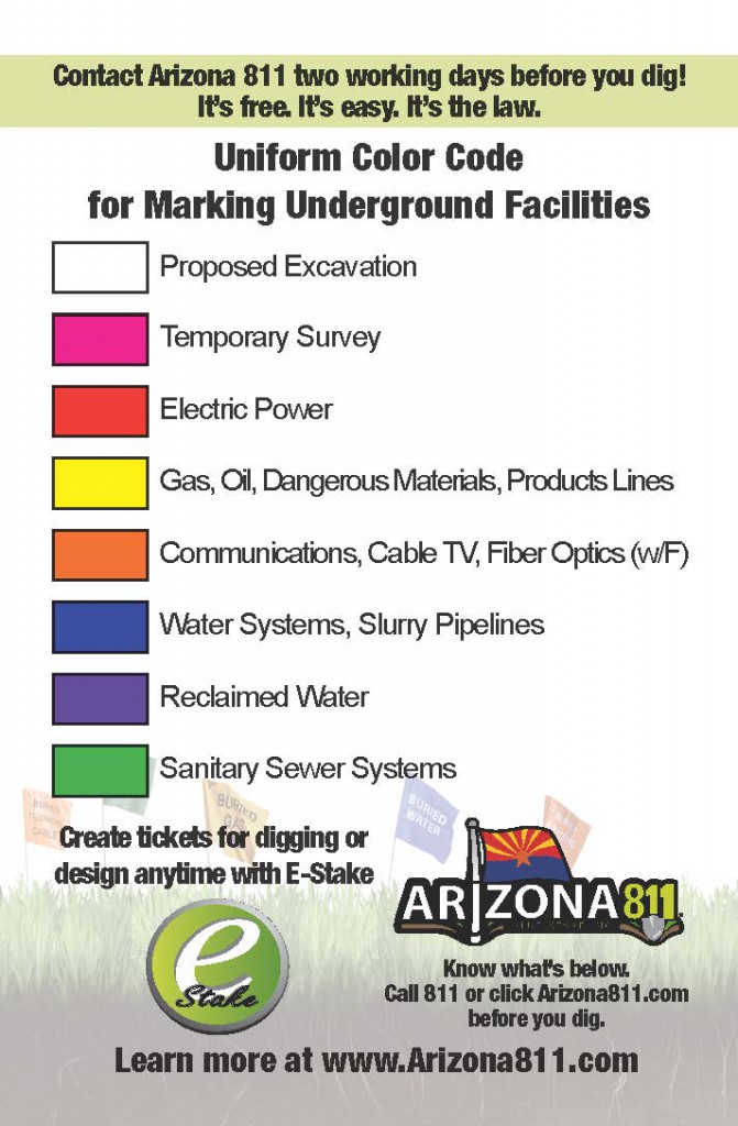 Arizona 811 Color Code Card 2.12.16 Page 1 - Arizona 811